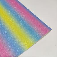 China Rainbow 0.65mm Abrasion Resistant Glitter Leather Fabric for sale