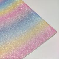 China Rainbow 0.65mm Abrasion Resistant Glitter Leather Fabric for sale
