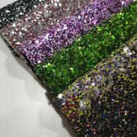 China Eco-friendly  colorful hexagon Grade 3 Chunky Glitter Leather Fabric For wallpaper Shoes bags for sale