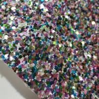 China Decoration Shoe bag wallpaper Hexagon Sparkling metallic mix color chunky Glitter Leather Fabric for sale