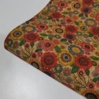 China Tropical Flowers Vegan Leather Printed Cork Fabric for sale