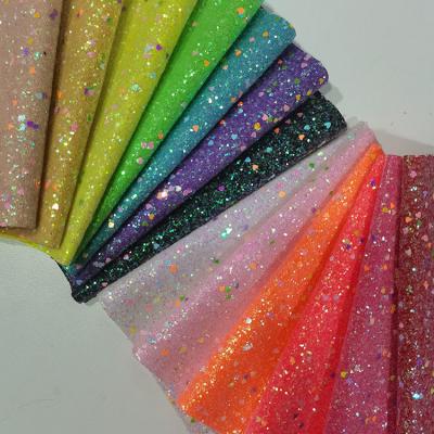 China DIY hairbow decoration shoe bag metallic Grade 3 chunky Glitter Sheet Leather Fabric for sale