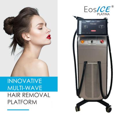 China Eos Ice diode laser 3 waves diode laser 755 808 1064 portable laser hair removal machine for sale