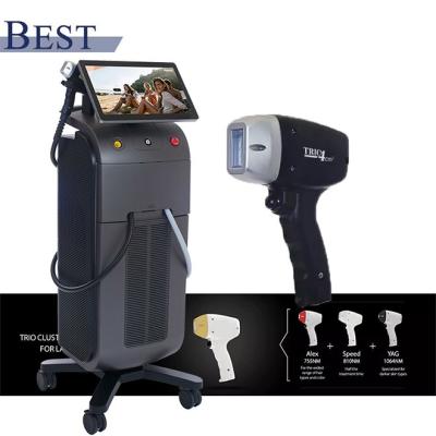China CJ 3 Wavelength Dual Handle 755 808 1064Nm Diode Laser Hair Removal Machine Diode Laser Hair Removal Machine For 808Nm for sale