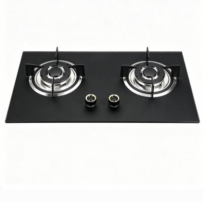 China Built in 2 Shabaf Burners Cooker Glass 60CM Gas Hob Kitchen OEM ODM Manufacturer for sale