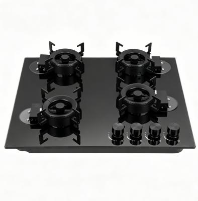 China Built In 4 Burners Gas Stove Cooking OEM/ODM Tempered Glass Gas Hob Manufacturer for sale