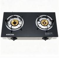 China Portable 2 brass Burner glass Tabletop Gas Stove OEM ODM Supplier for sale