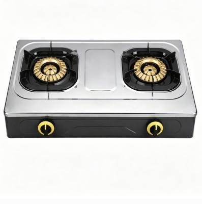 China SS double Burners Table Top Gas Stove Stainless Steel Indoor ODM OEM Manufacturer for sale