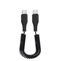 China Coiled Spring USB C Cable Anti Tangle Retractable Charging Cord For Car Travel Portable Use for sale