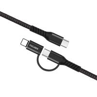 China Focuses 2 In 1 USB C To USB C Cable With Lightning Adapter Fast Charging Sync Cord For Iphone Android for sale