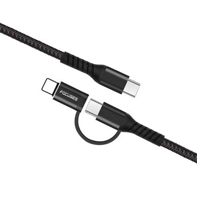 China Focuses 2 In 1 USB C To USB C Cable With Lightning Adapter Fast Charging Sync Cord For Iphone Android for sale