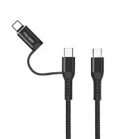 China Focuses 2 In 1 USB C To USB C Cable With Lightning Adapter Fast Charging Sync Cord For Iphone Android for sale