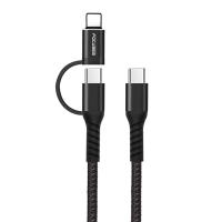 China Focuses 2 In 1 USB C To USB C Cable With Lightning Adapter Fast Charging Sync Cord For Iphone Android for sale