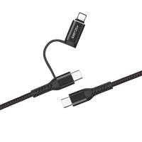 China Focuses 2 In 1 USB C To USB C Cable With Lightning Adapter Fast Charging Sync Cord For Iphone Android for sale