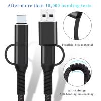 China Focuses 4 In 1 60W Fast Charging USB Cable Multi Function Braided Cord For Iphone Android Laptop for sale