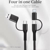China Focuses 4 In 1 60W Fast Charging USB Cable Multi Function Braided Cord For Iphone Android Laptop for sale