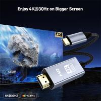 China 1M 2M 3M Nylon Braided 4K 30Hz HDMI to USB C to HDMI Converter Adapter Cable for sale