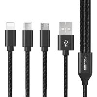 China 3 in 1 USB Charging Cable Nylon Braided Multi‑Port Charger Cord for iPhone Type‑C Micro USB for sale