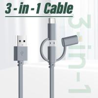 China 3 in 1 Multi USB Charging Cable 2.4A Fast Charging Data Sync Cord for iPhone Type‑C Micro USB Phones for sale