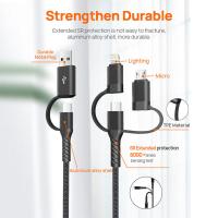 China 5 in 1 Multi USB Charging Cable 60W PD Fast Charging Nylon Braided Multi‑Connector Data Cable for iPhone Android Type‑C Micro USB for sale