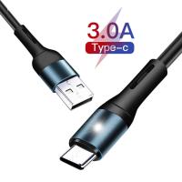 China 3A USB‑C Fast Charging Cable LED Light Up Braided Type‑C Charger Cord High Durability 480Mbps Data Sync for sale