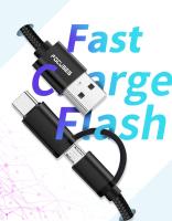 China Nylon Braided 2 In 1 Charging Cable 3m OEM Type C USB 2.0 Cable for sale