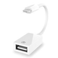 China White OEM USB OTG Cable Adapter ROHS USB To Lightning OTG Cable for sale