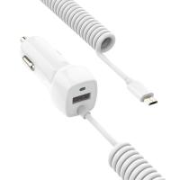 China OEM 5V 3.4A Mobile Phone Car Charger With Spring Coiled Cable for sale