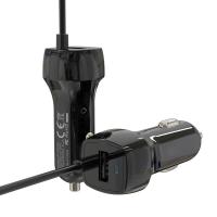 China OEM 5V 3.4A Mobile Phone Car Charger With Spring Coiled Cable for sale