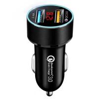 China Digital Dispaly Smart OEM Rapid Phone Charger 36W QC3.0 Dual USB Car Charger for sale