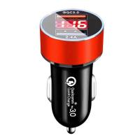 China Digital Dispaly Smart OEM Rapid Phone Charger 36W QC3.0 Dual USB Car Charger for sale