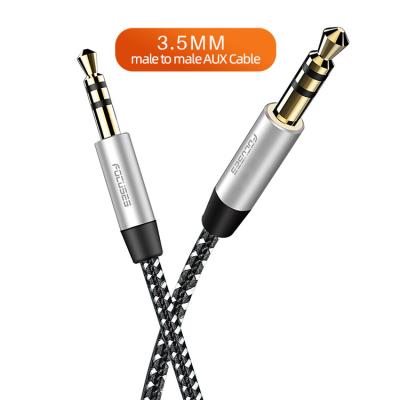 China FCC Beveled Stepdown Male To Male Stereo Audio 3.5mm  Aux Cable For Cellphone  | Nylon Braided Stereo Audio Cord for Car for sale