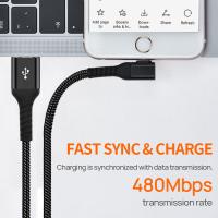 China PD 18W MFi Right Angle Lightning Cable Braided IPhone Charger Cord L Shape for sale