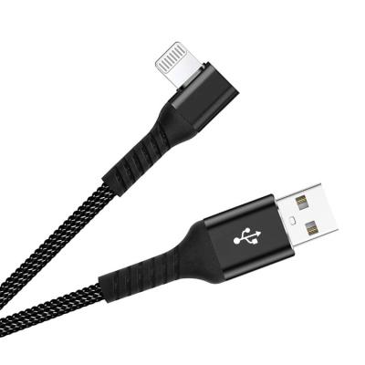 China PD 18W MFi Right Angle Lightning Cable Braided IPhone Charger Cord L Shape for sale