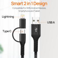 China PD 18W Fast Charger 2 in 1 USB A to C+ Lightning Charge Cable USB Data Transmission for sale