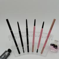 China Delicate Triangle Eyebrow Pencil 146mm 7mm ABS Double Head Eye Makeup Container With Brush for sale