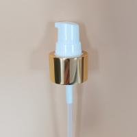 China 24/410 PP Cream Pump Dispenser Gold Shiny Aluminum Cover for sale