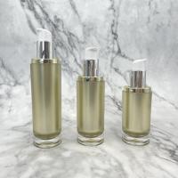 China 100ml 120ml Cosmetic Pump Bottle Empty Plastic Lotion Gold  Acrylic Hot Stamping for sale
