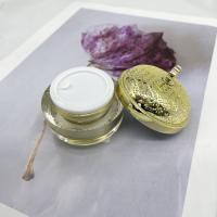 China Golden Clear Plastic Cosmetic Containers Luxury Cream Jar 5g 15g Round Metallized for sale