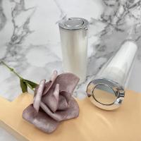 China Pearl White 30ml Airless Pump Bottle 50ml Acrylic Silver Metallized Round Shape for sale
