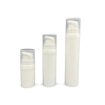 China 10ml 15ml Airless Pump Bottle Snap On White Plastic Screen Printing for sale