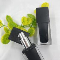 China Square Cosmetic Pump Bottle 60ml UV Screw Brush Matt Black Acrylic for sale