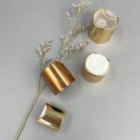 China Aluminum Disc Top Flip Cap Top Dispensing Gold 24/410 Metallized Surface for sale