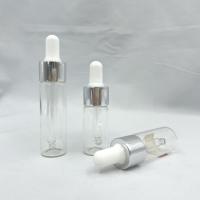 China 10ml 15ml Glass Cosmetic Bottles Straight Shape With Aluminum Oil Dropper for sale