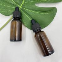 China Amber 30ml Glass Cosmetic Bottles Essential Oil With Ratchet Closure Dropper for sale