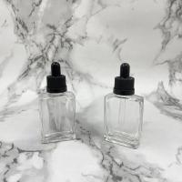 China Square 30ml Glass Cosmetic Bottles  Dropper Childproof cap For Hair Care Oil for sale