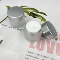China 10g Frosted Cosmetic Glass Jar Cream Diameter 3.5cm Clear Color White Lid for sale