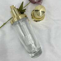 China 100ml Transparent Oval Cosmetic Bottle Gold Cap Lotion Customized Color for sale