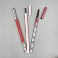 China Delicate Triangle Eyebrow Pencil 146mm 7mm ABS Double Head Eye Makeup Container With Brush for sale