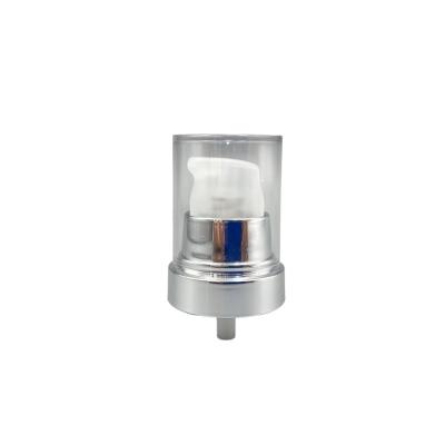China Liquid Foundation Cream Pump Dispenser 304H Spring 0.3ml Dosage 24/410 Silver Closure for sale